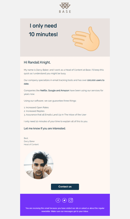 Quick Cold Outreach Email Template for SaaS Companies