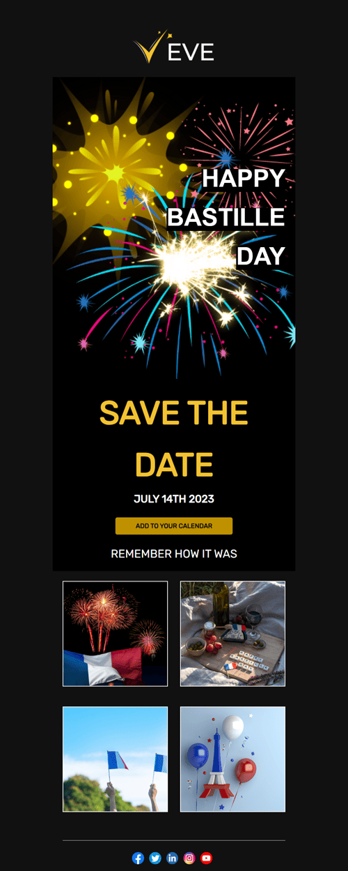 Save The Date Email Template for Bastille Day Event