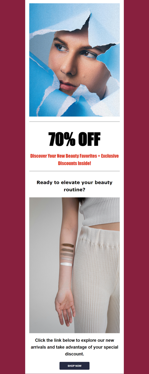 Beauty Sale Offer Email Template | EngageBay