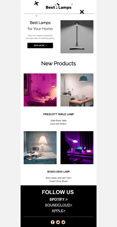 New Products Email Template for Lamps