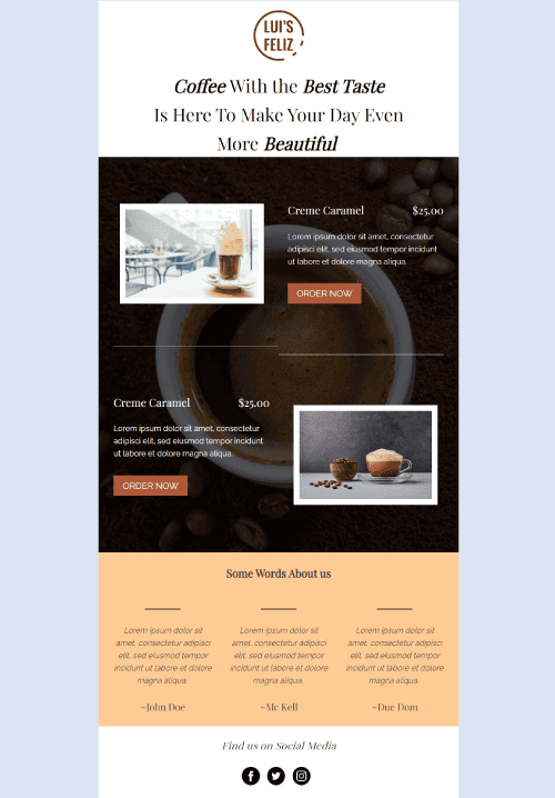 Order Coffee Online Email Template | Food & Beverage
