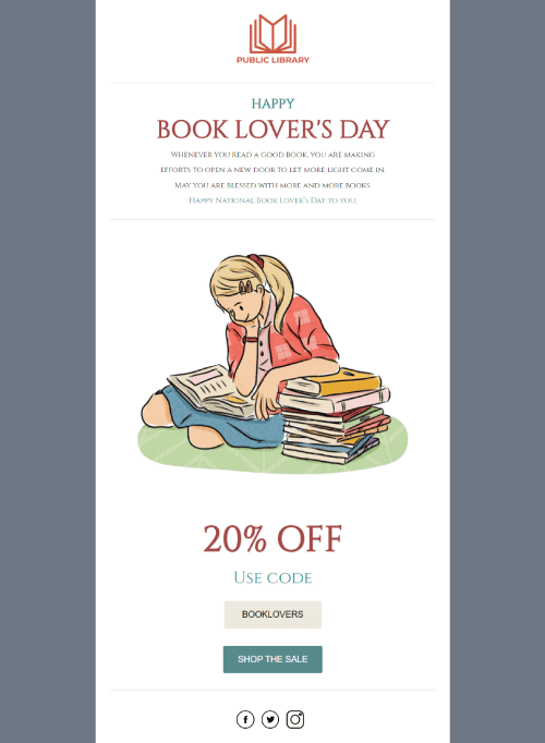 Book Lover Sale - Education Email Template