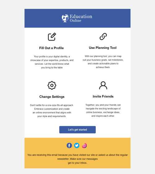 Getting Started Email Template for New Accounts