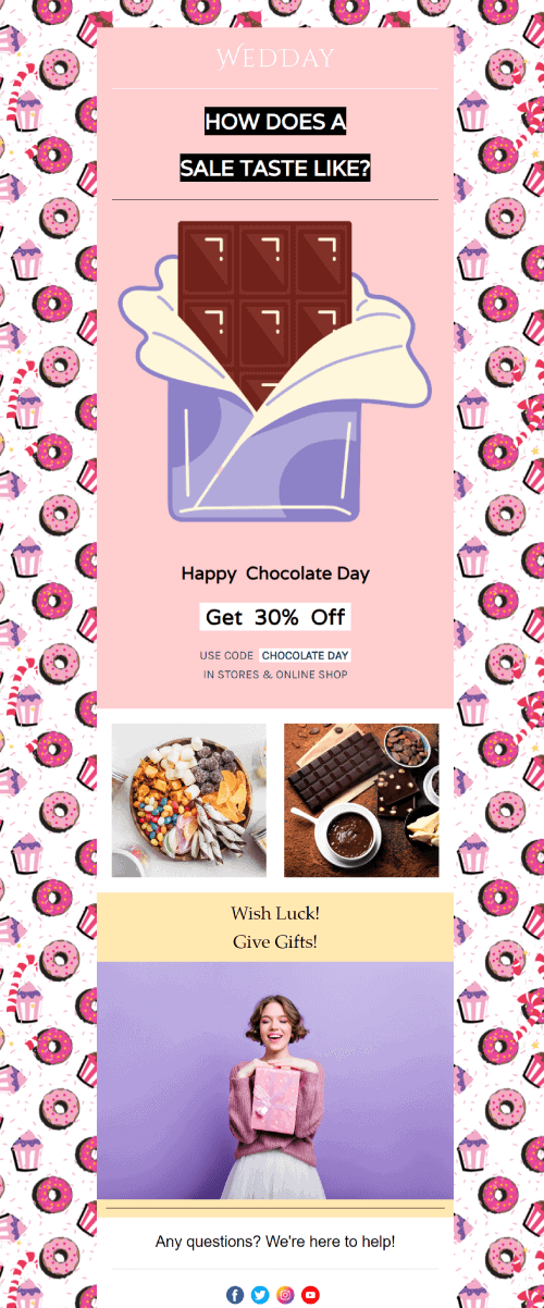 Chocolate Day Sale Email Template with Coupon Code