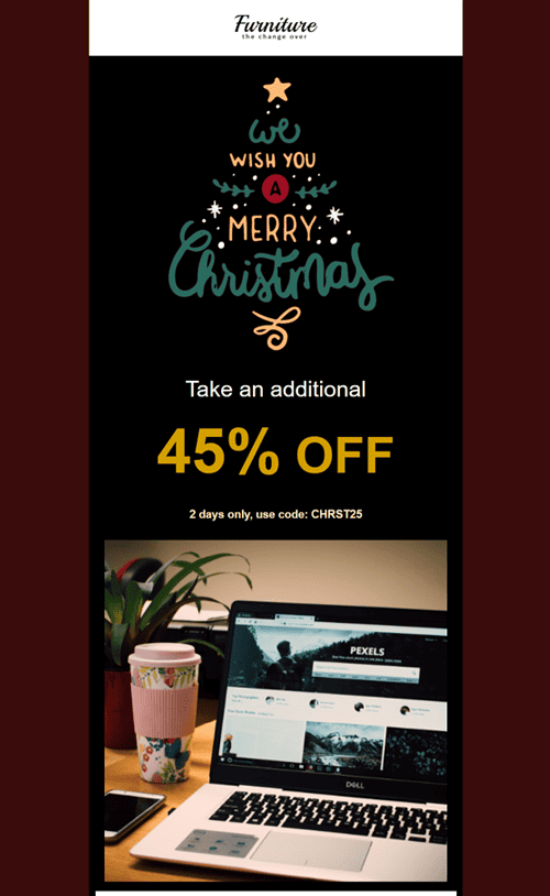 Christmas Sale Email Template for Furniture Stores