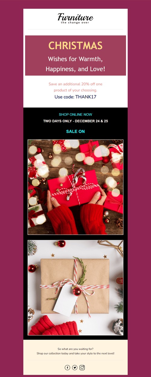 Christmas Savings Promo Code Email Template
