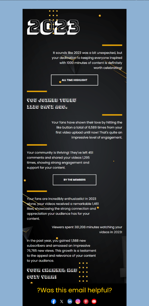 Content Creator Year Review Email Template | EngageBay Content Creator Year Review Email Template | EngageBay