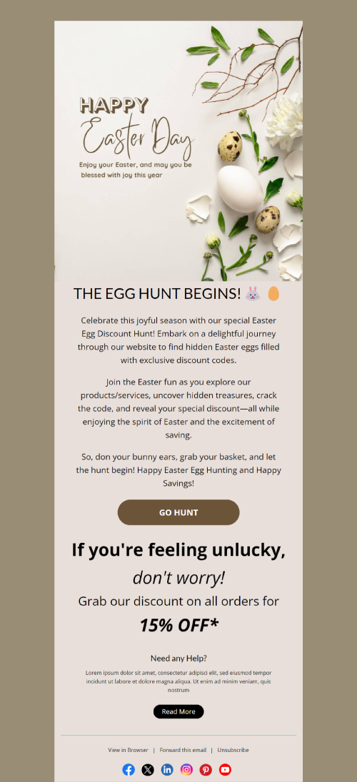 Easter Egg Hunt Discount Email Template | EngageBay