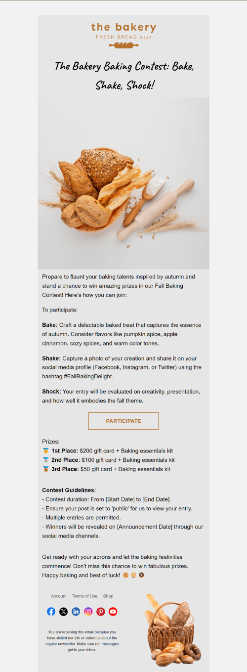 Fall Baking Competition Email Template | EngageBay