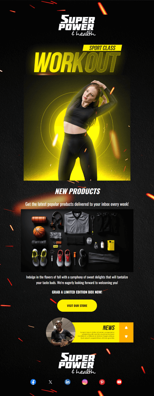 Fitness Gear New Release Promo Email Template | EngageBay