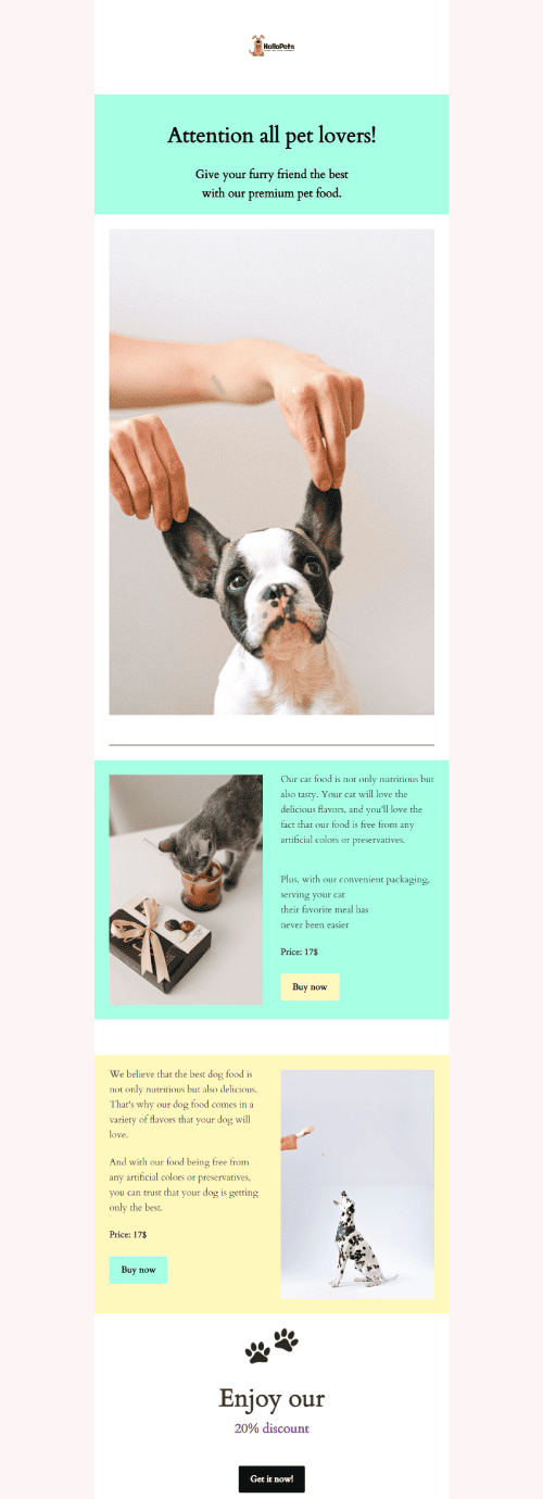Pet Food Promotional Email Template for Pet Shops