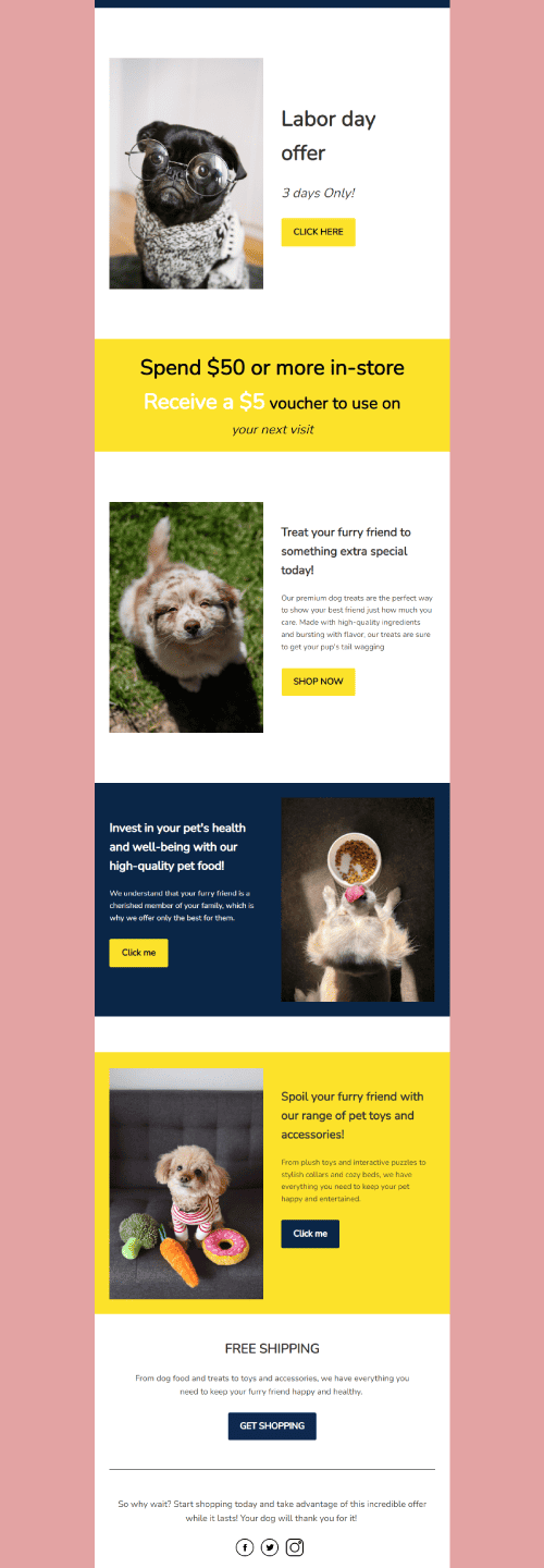 Labor Day Sale Special Offer Email Template for Pet Stores