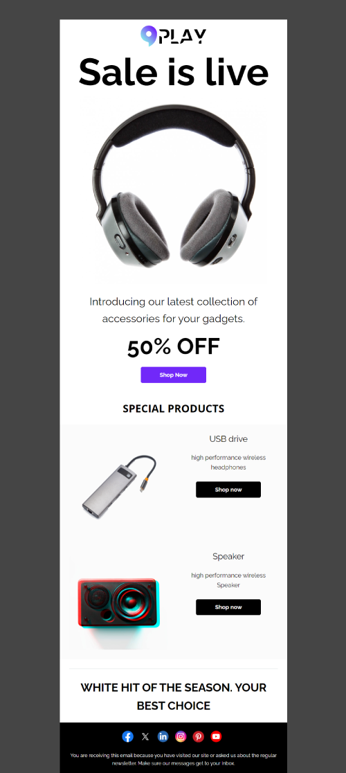 Gadget Accessories Sale Email Templates (Free) | EngageBay