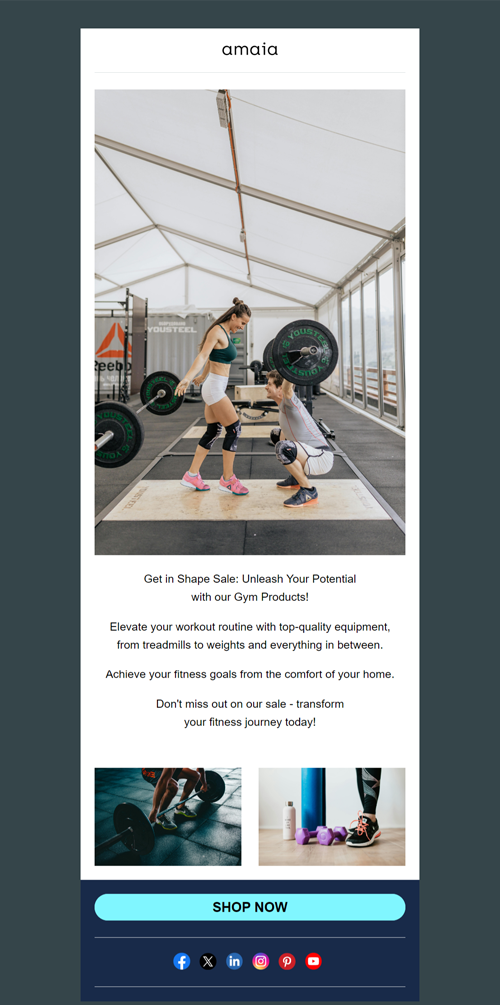Home Fitness Equipment Sale Email Template | EngageBay