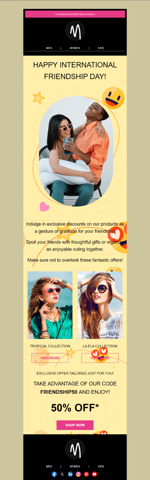 International Friendship Day Special Offer Email Template | EngageBay