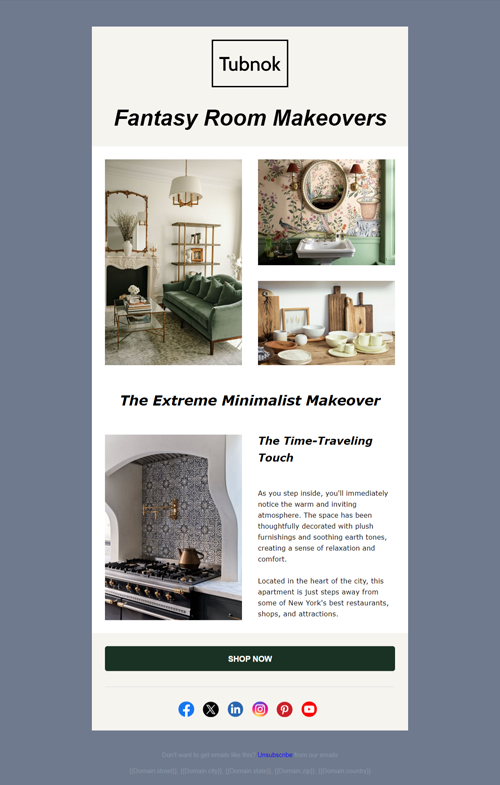 Luxury Room Makeover Email Template | EngageBay