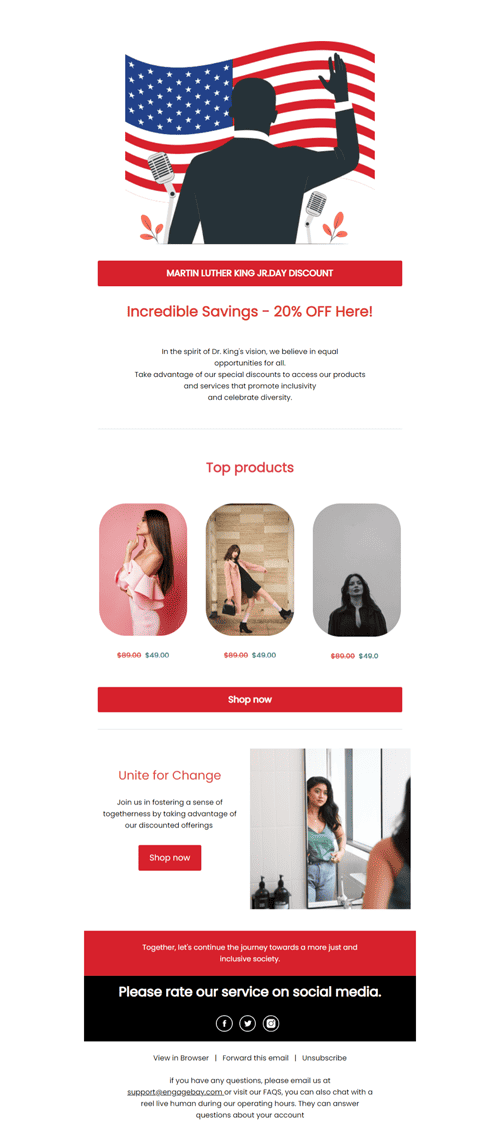 Martin Luther King Jr. Day Sale Email Template for Women's Wear