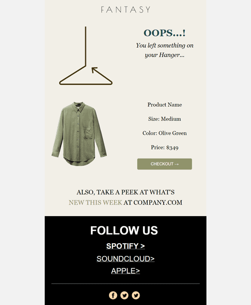 Abandoned Cart Email Template for Men's Clothing