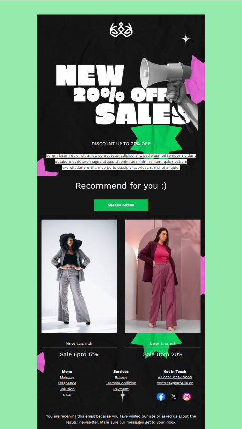 New Fashion Sale Email Template | EngageBay