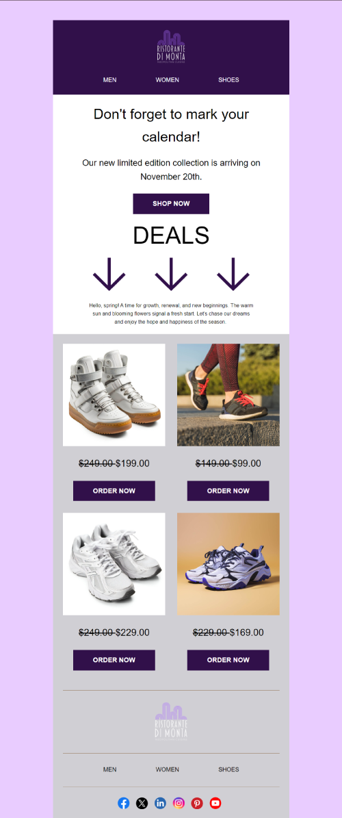 New Shoe Collection Launch Email Template | EngageBay