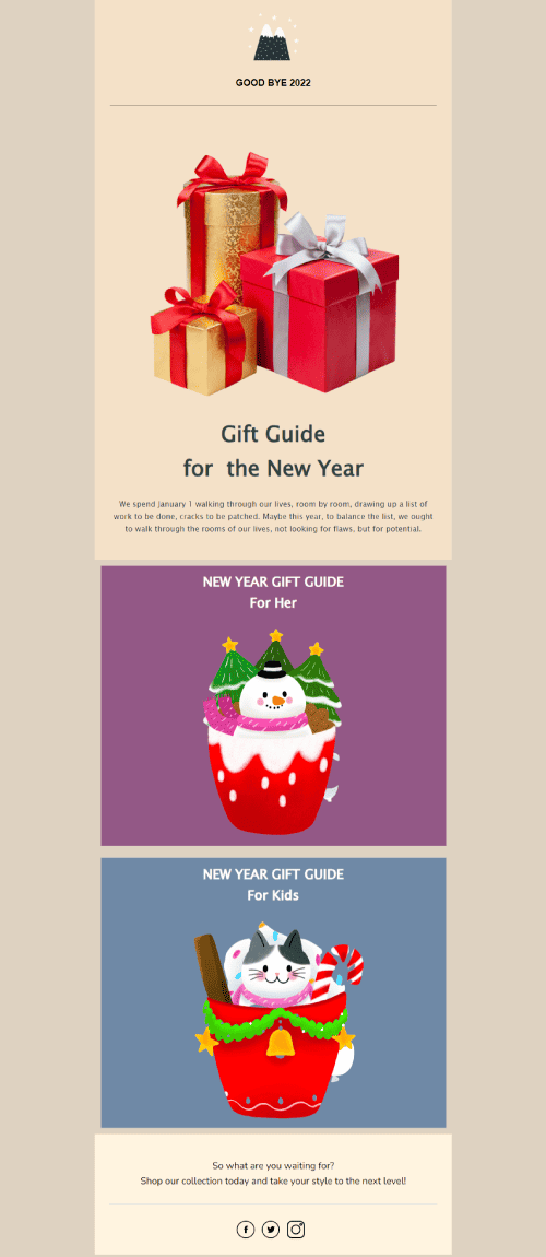 New Year Shopping Gift Guide Email Template New Year Shopping Gift Guide Email Template
