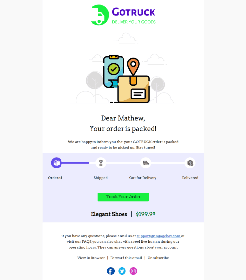 Order Packed Email Template for eCommerce Stores