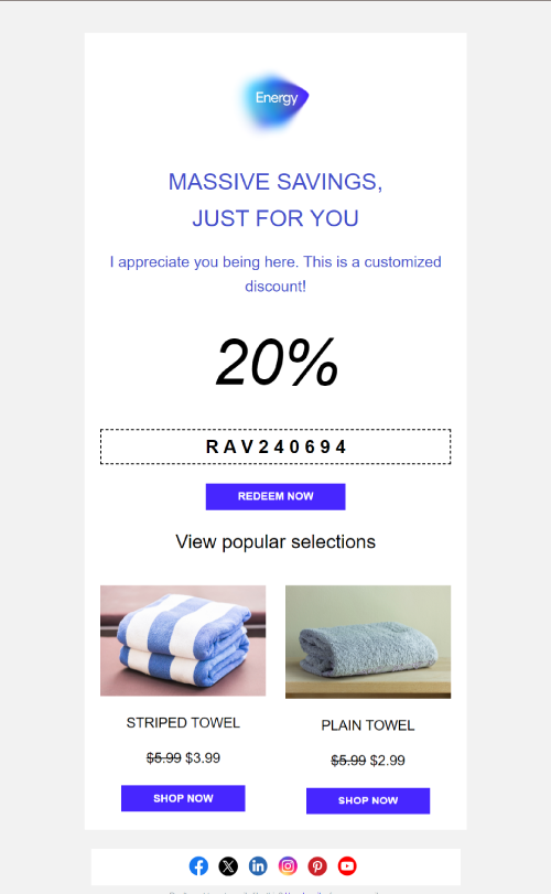 Personalized Discount Offer Email Template | EngageBay