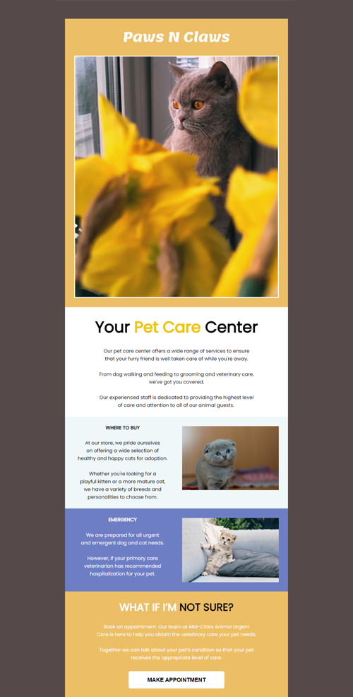 Pet Care Center Promotion Email Template | EngageBay