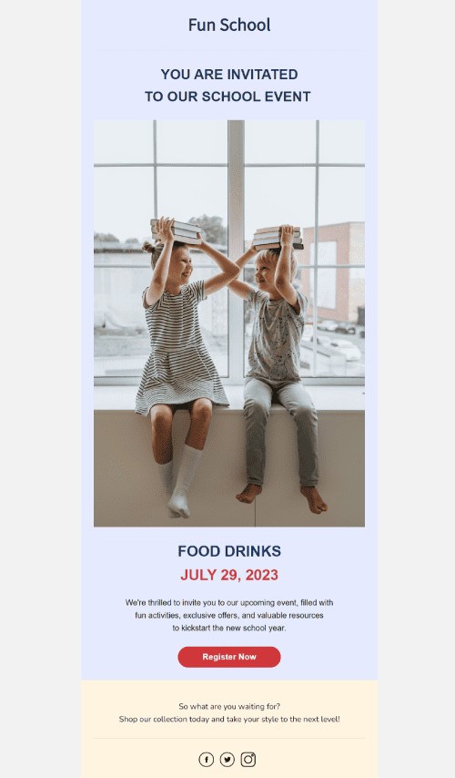 New School Year Event Invite Email Template