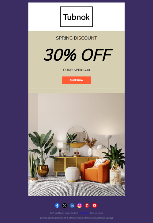 Spring Furniture Sale Email Template | EngageBay