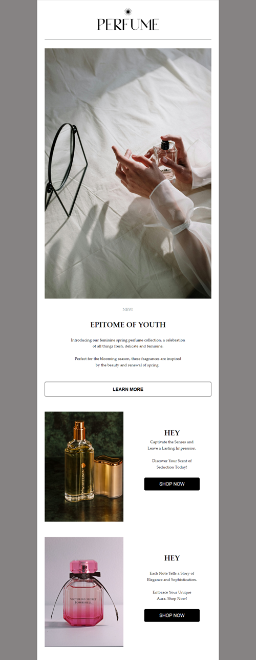 Spring Perfume Collection Email Template | EngageBay
