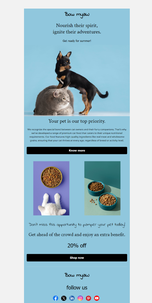 Summer Pet Food Offer Email Template | EngageBay
