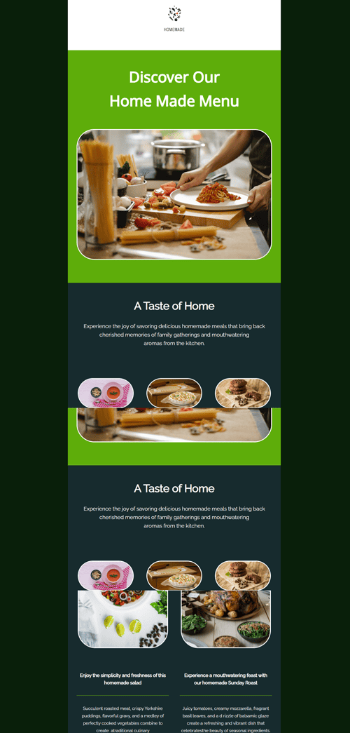 Homemade Meals Promotional Email Template for Cloud Kitchens