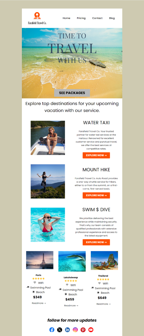 Vacation Packages Promotion Email Template | EngageBay