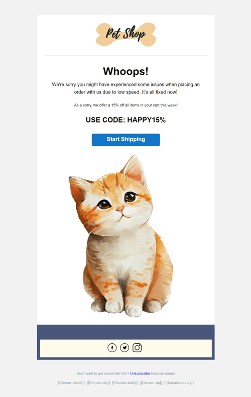 Order Issue Apology Email Template For Pet Shops