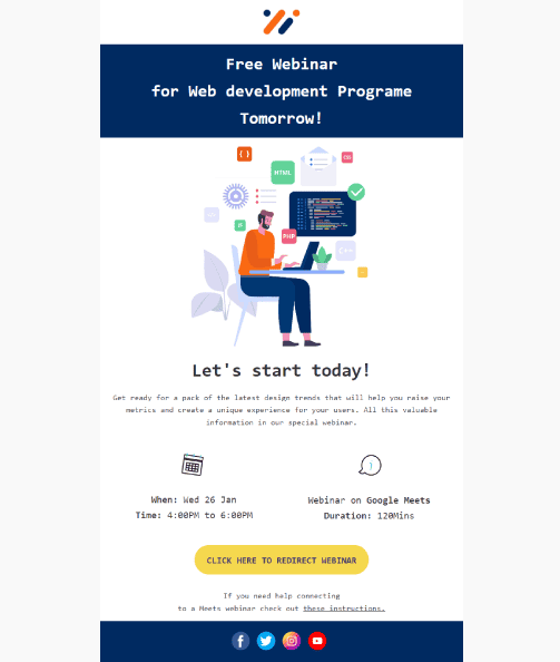 Web Development Webinar - Education Email Template