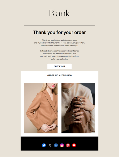 Winter Wear Order Confirmation Email Template | EngageBay
