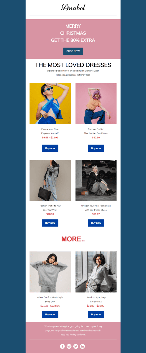 Christmas Sale Email Template for Women's Wear Businesses