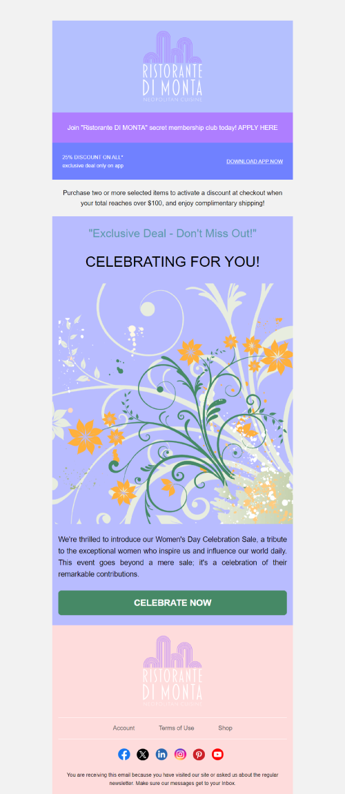Women's Day Celebration Sale Email Template | EngageBay
